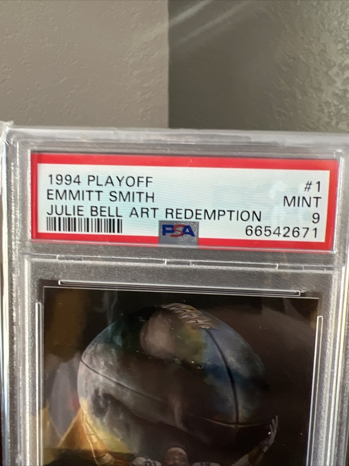 1994 Playoff Julie Bell's Fantasy NFL Card #1 Emmitt Smith PSA 9 Rare ...