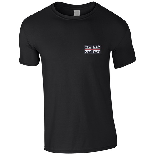 Fire Service Thin Red Line Union Jack Embroidered Men's T Shirt ...