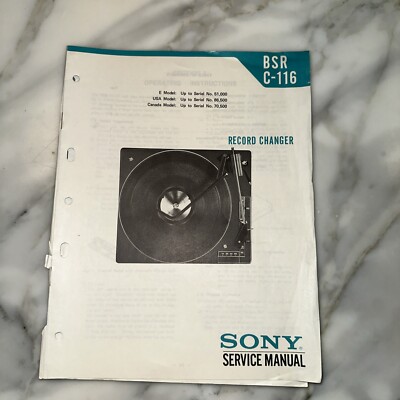 Sony BSR C-116 Record Player Turntable Service Manual Record Changer ...