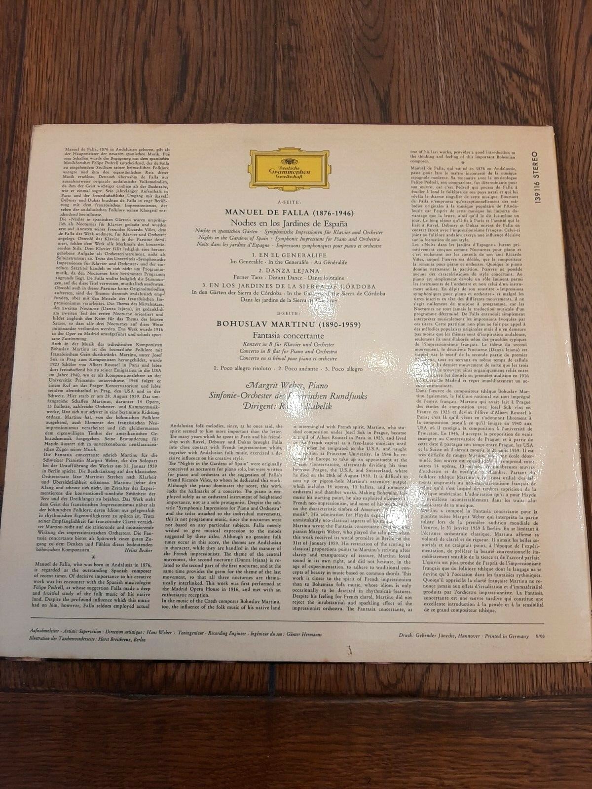 Margrit Weber-De Falla / Martinu. Rafael Kubelik. large TULIP SLPM ...