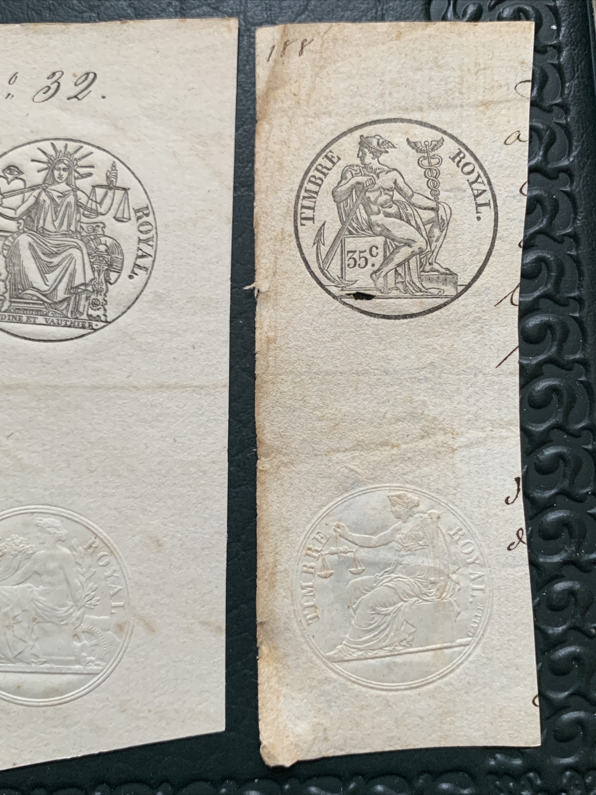 53045 4 Strips 1800s FRANCE FRENCH REVENUE STAMP STAMPED PAPER ...