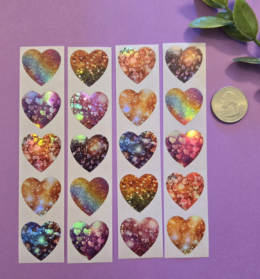 20 Beautiful Heart Stickers/Valentines Heart Stickers/Heart Shaped ...