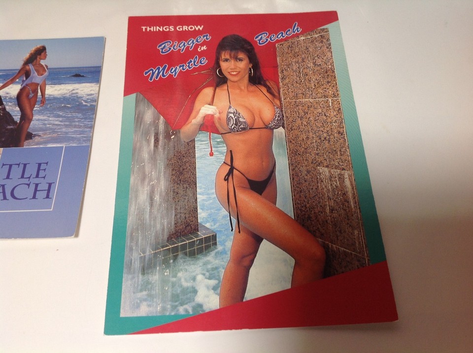 5 Myrtle Beach themed Postcards - Women models Swimsuits / bikini / thong | eBay