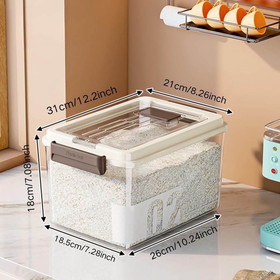 Flour Rice Storage Container Bin, 50 lb (20lb+30lb) Airtight Rice ...