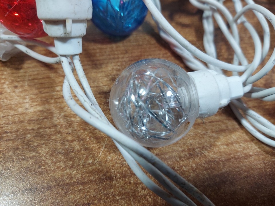 Round Globe Outdoor Indoor Tinsel Light String Red White & Blue 2 ...