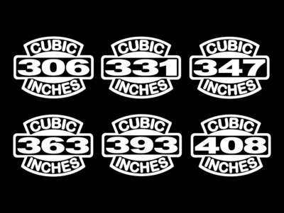 2 SBF V8 ENGINE DECALS 306-331-347-363-393-408 BORED STROKER 302 351 5. ...