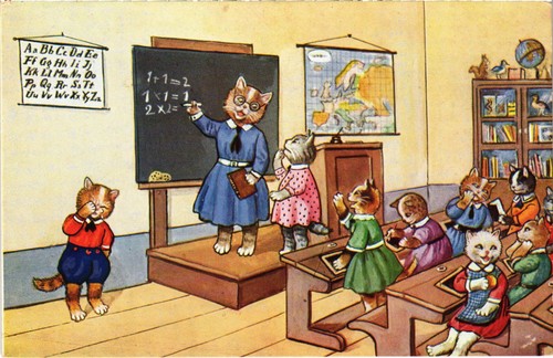 PC CATS, ANTHROPOMORPHIC CAT TEACHING A CLASS, Vintage Postcard (b46644 ...