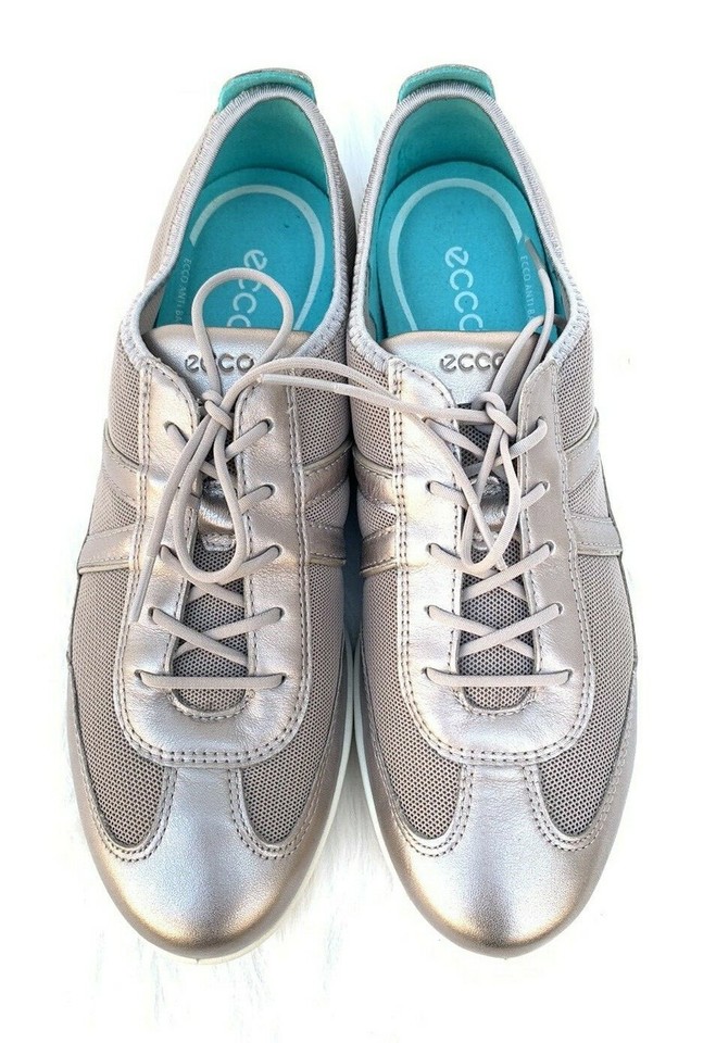 Women's Ecco Metallic Leather/Mesh Lace Up Comfort Shoes Sz 40 EU (9 US ...