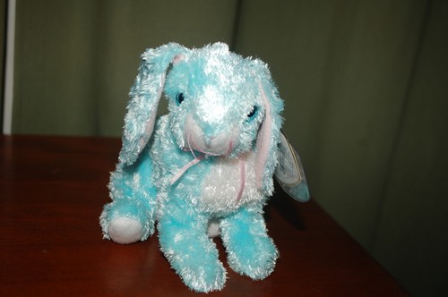 SPRING the Aqua Blue & White Bunny Rabbit - Ty Beanie Baby - Silky Soft ...