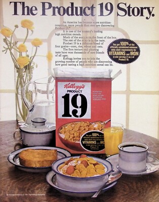 VINTAGE 1970s Print Ad ~ Kellogg's Product 19 Cereal ~ A delicious ...