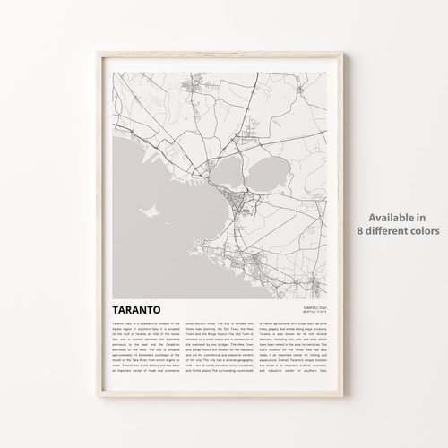 Taranto City Map Print, Taranto Travel Poster, Wall Art | eBay Australia