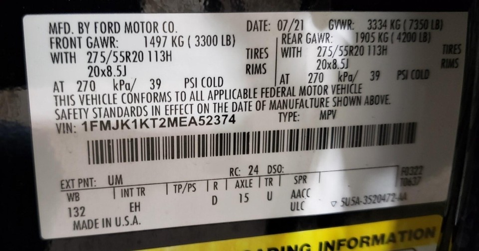 18-21 Ford Expedition Limited Max 4x2 Complete Center Console Assy w ...