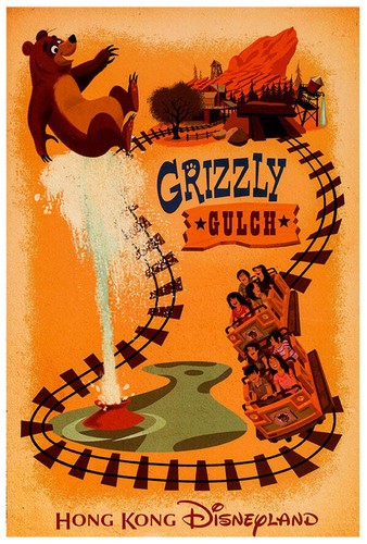 Grizzly Gulch - Hong Kong Disneyland Attraction- Vintage Disney Poster ...