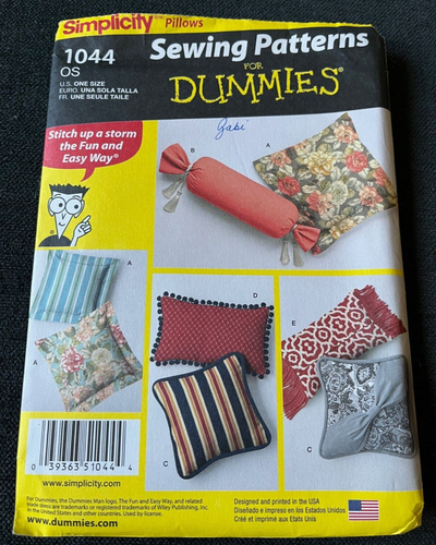 Simplicity Sewing Patterns for Dummies Pattern 1044 Pillows in Various ...