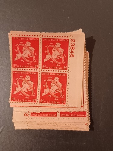 30 Plate Blocks C38 5c Airmail Plate Blocks unused postage old stamps ...