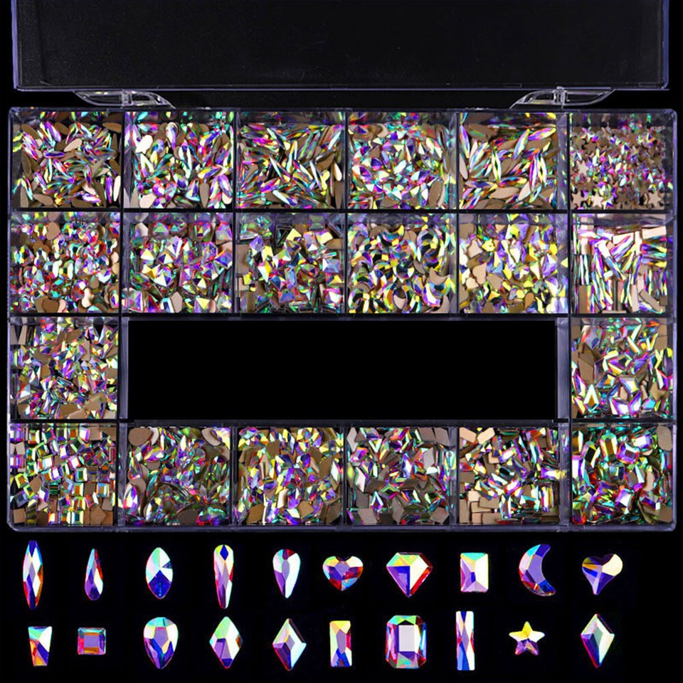 Sale-Limited 1000PCS Mixed Size Nail Art Rhinestones Crystal AB Glass ...