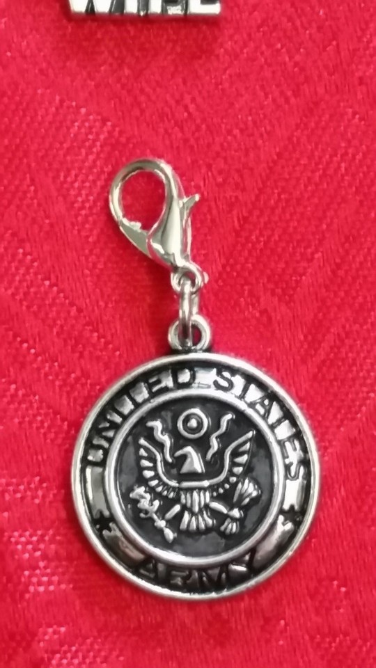 ARMY ANTIQUE SILVER CHARM - BRACELET - NECKLACE - MILITARY - WIFE ...