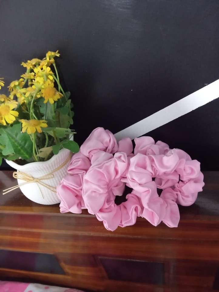 10x Handmade Satin Hair Scrunchies Mix Color Elastic Hair Ties Bands ...