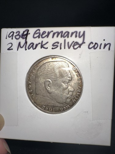 Germany WWII 2 Mark German Silver Coin Reichsmark coin 1934 Silver 62.5 ...