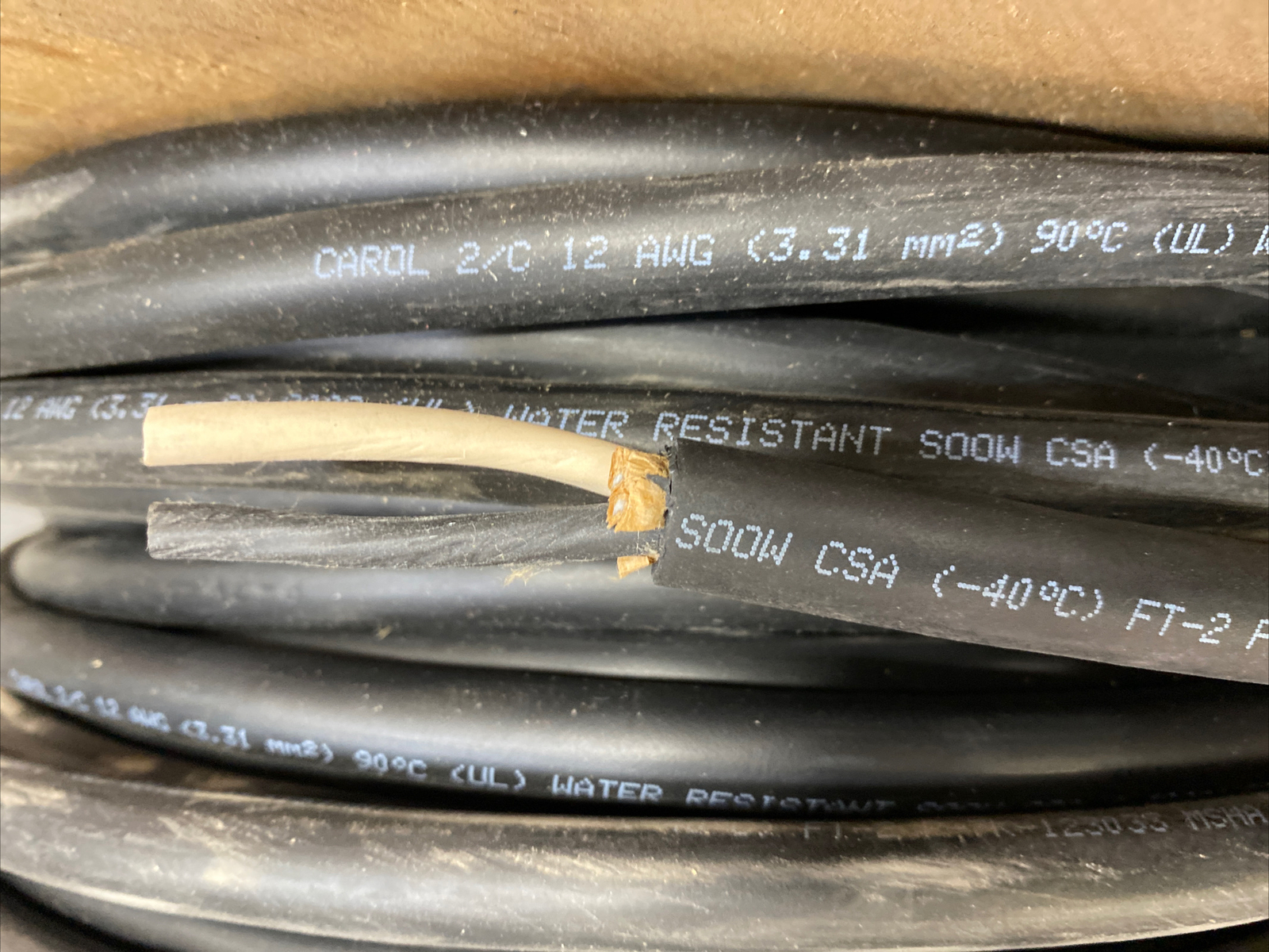 PER FOOT 12/2 SOOW Portable Power Cable Flexible CPE Jacket Black 600V ...