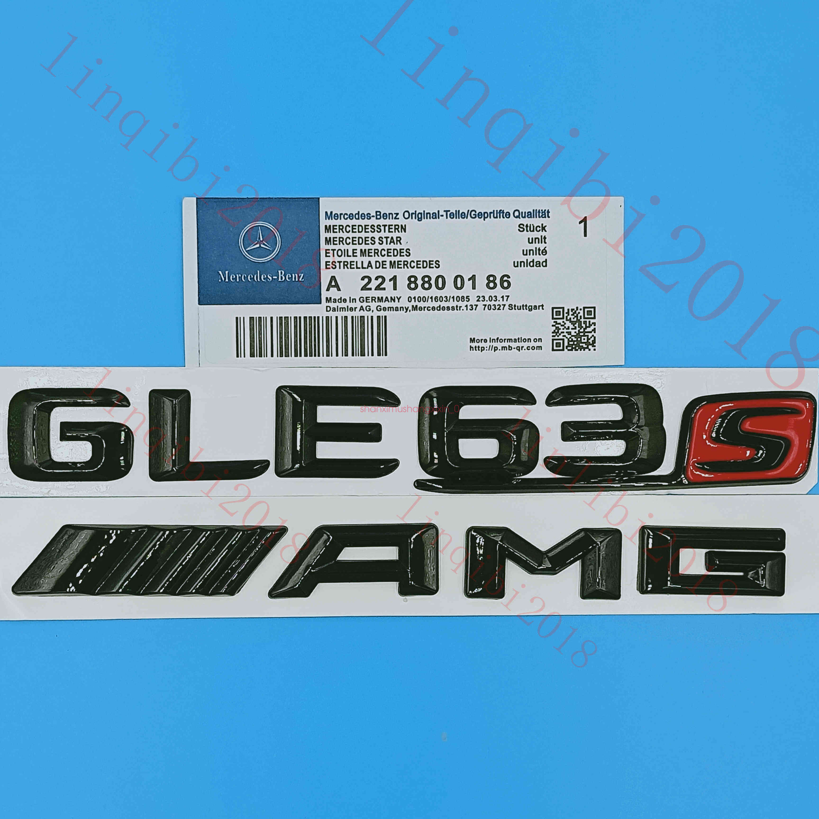 Gloss Black "GLC63s AMG" Letters Trunk Embl Badge Sticker for Mercedes ...