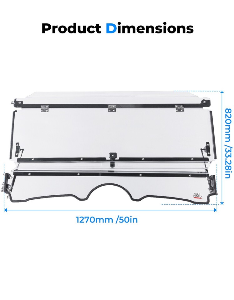 Front Flip Split Windshield Fold Up Windshield For 2004-13 Yamaha Rhino ...