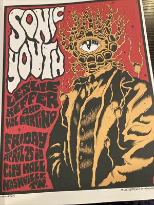 Alan Forbes. SONIC YOUTH. 2008 Nashville. 11x14 Art Poster. Ships Free ...