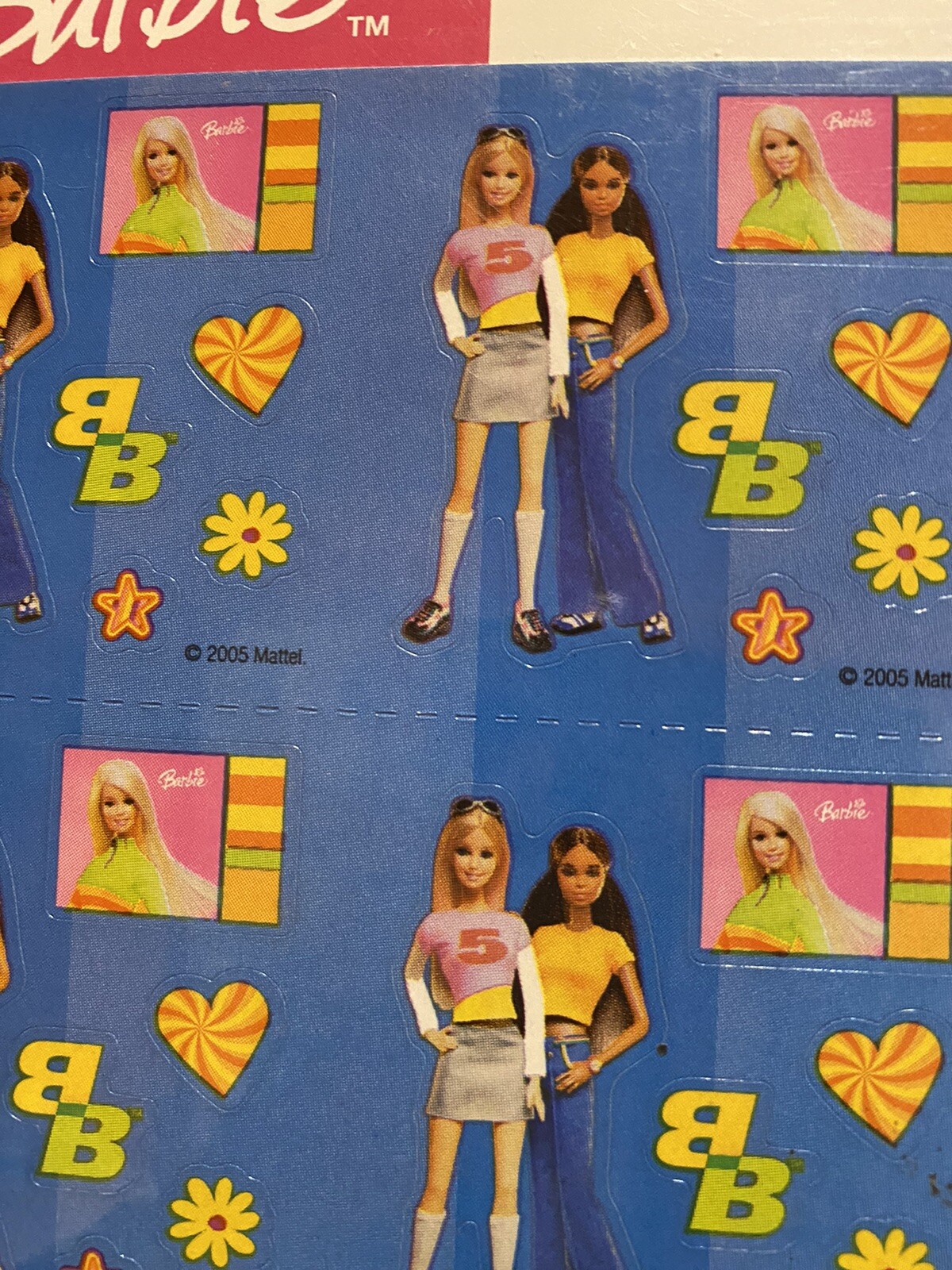 Barbie Mattel Sheet of Sandylion Stickers 72 total 2005 Flower Heart ...