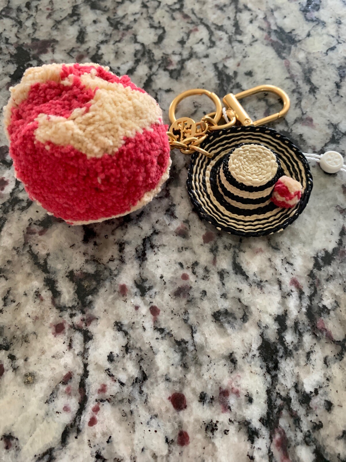 Tory Burch Straw Hat And Pom Key Fob Keychain Beach Nwt | eBay