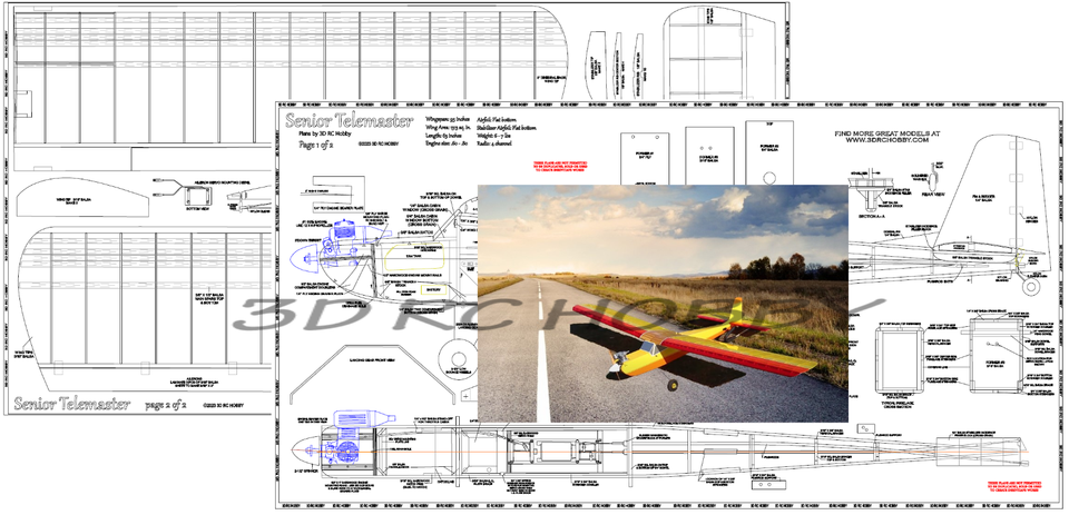 Senior Telemaster 76" Wingspan RC Plane Airplane Laser Cut Balsa Ply ...