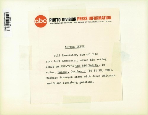 Press Photo Bill Lancaster Makes Acting Debut in "The Big Valley" TV ...