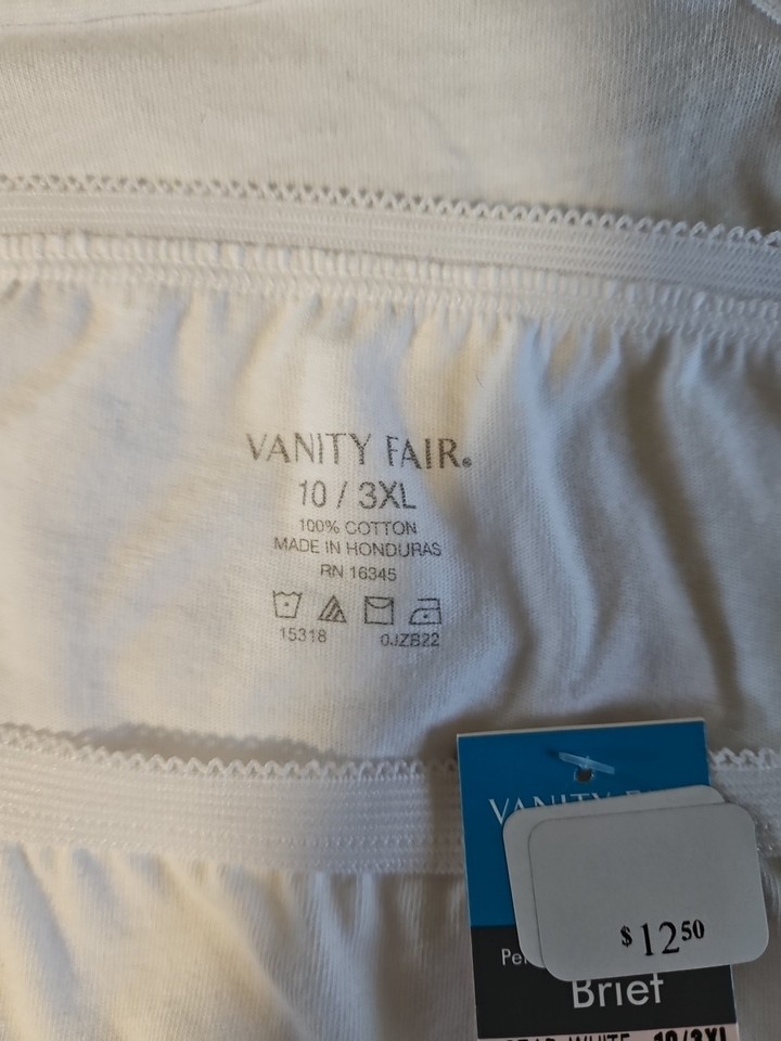Vanity Fair Perfectly Yours Tailored Cotton Brief 15318 Sz 10 3XL White ...