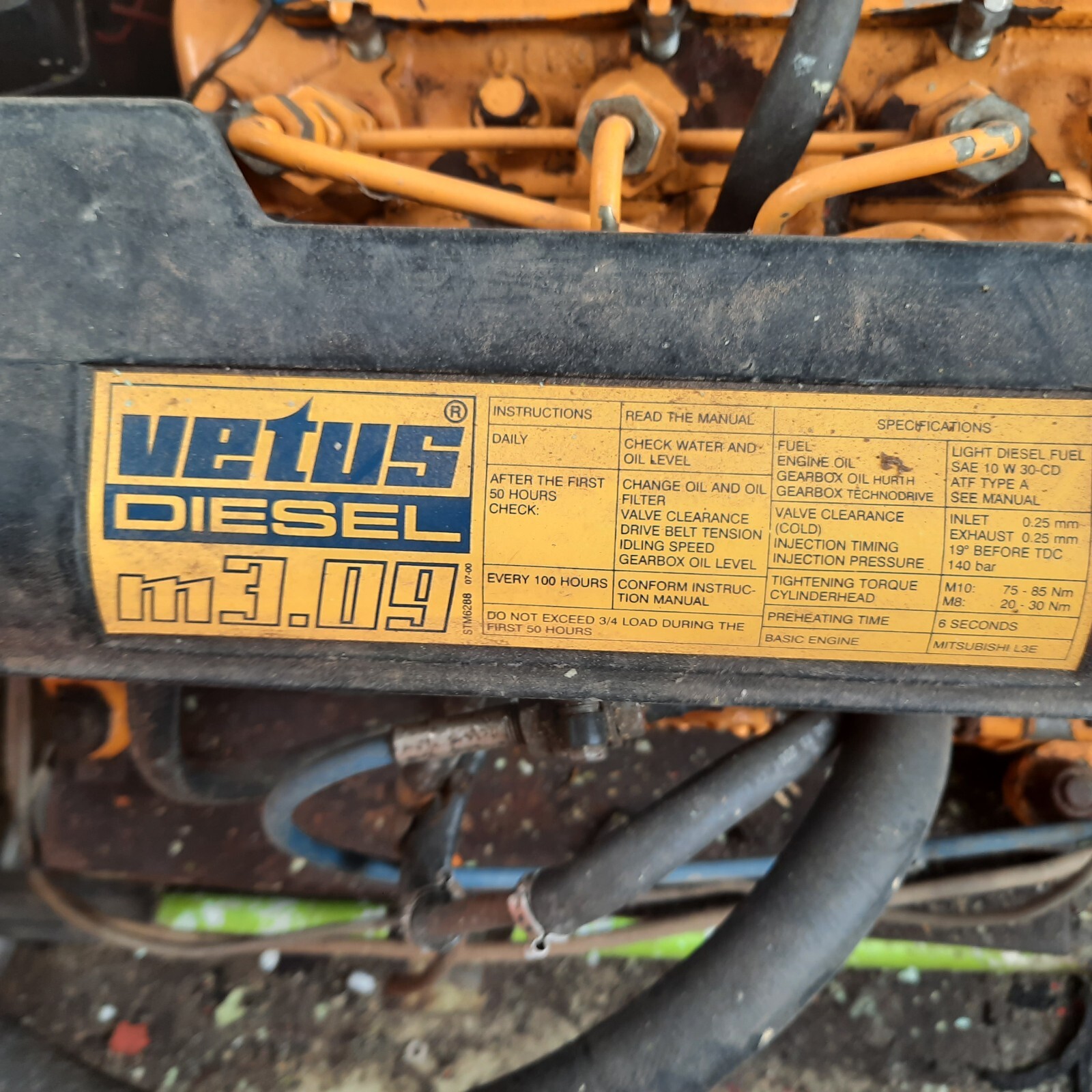 Vetus M309 Marine inboard diesel eng ex-lifeboat used good 24.7 hp ...