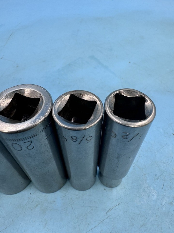 Craftsman 1/2" Drive Deep Well Socket Set Of 6 SAE And 1 Metric USA ...