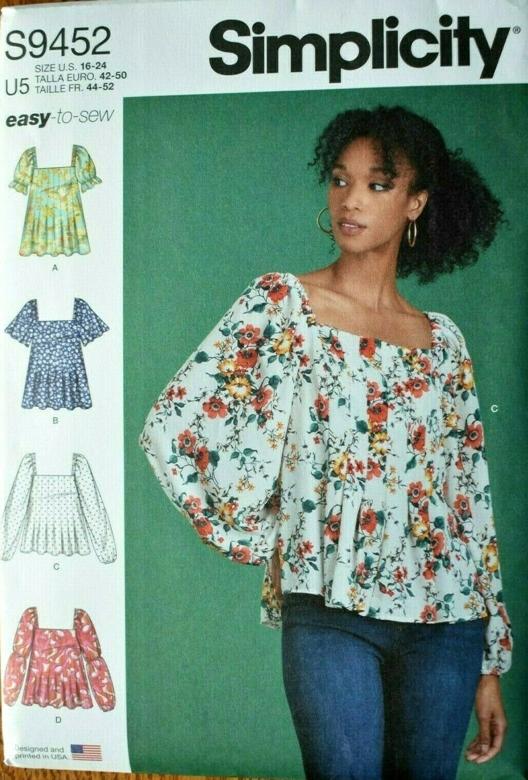 SIMPLICITY PATTERN 9452 TOPS MISSES SIZES 16 18 20 22 24 UNCUT | eBay