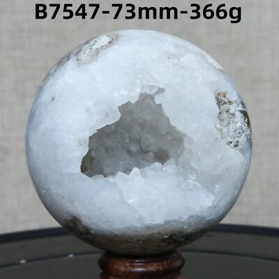 B7547-73mm-366g Natural agate spherulite geode ball quartz crystal ...