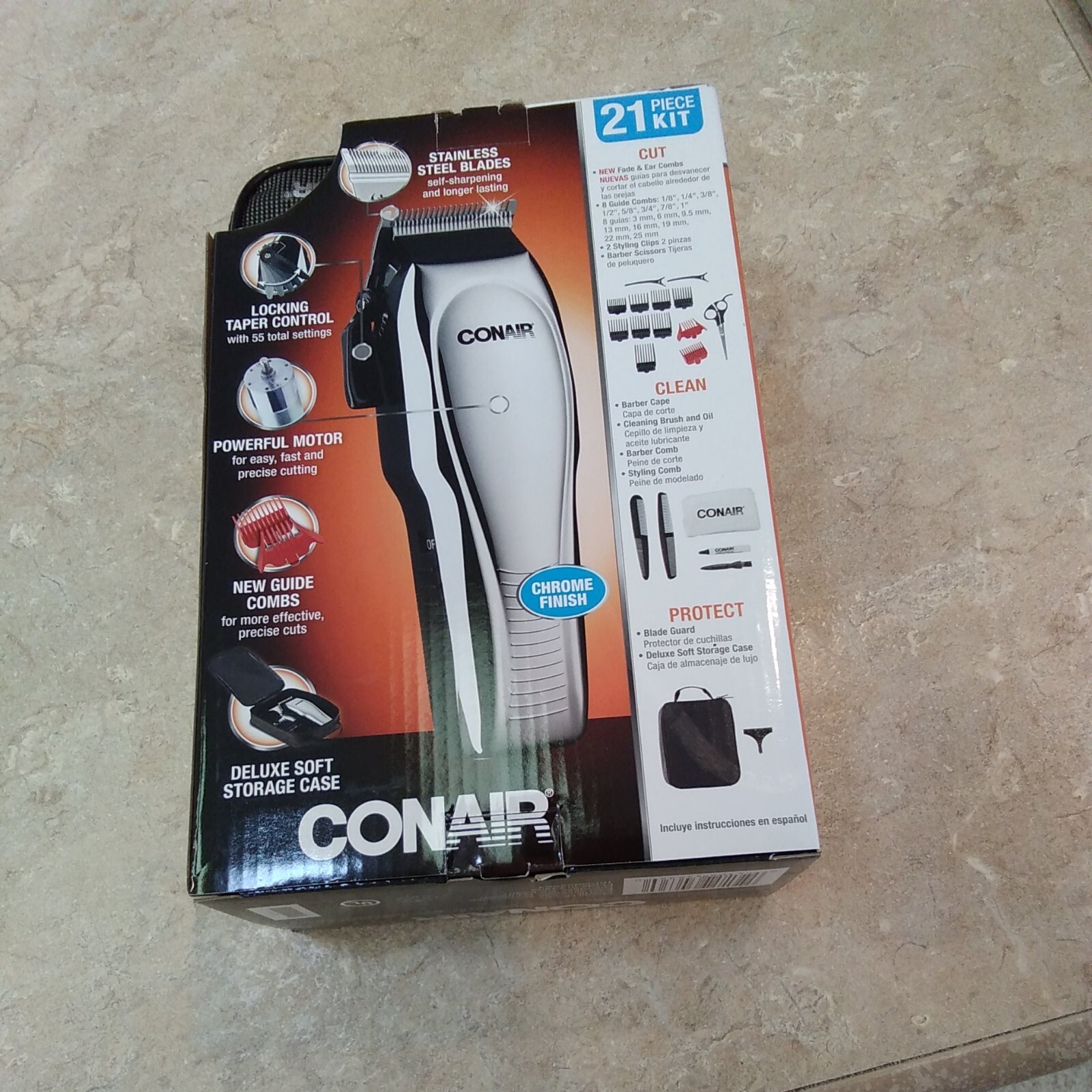 Conair HC201 Chrome Deluxe Custom Cut Professional Home Haircutting Kit ...