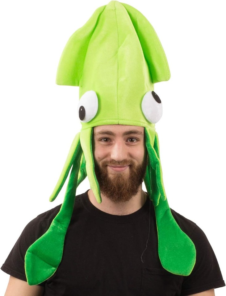 Green Squid Hat Mix - Large Squid Hat In Green With Crazy Eyes | eBay ...