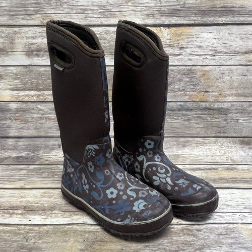Bogs Women 7 Classic High Boot Corsage Floral Winter Boot Rubber Snow ...