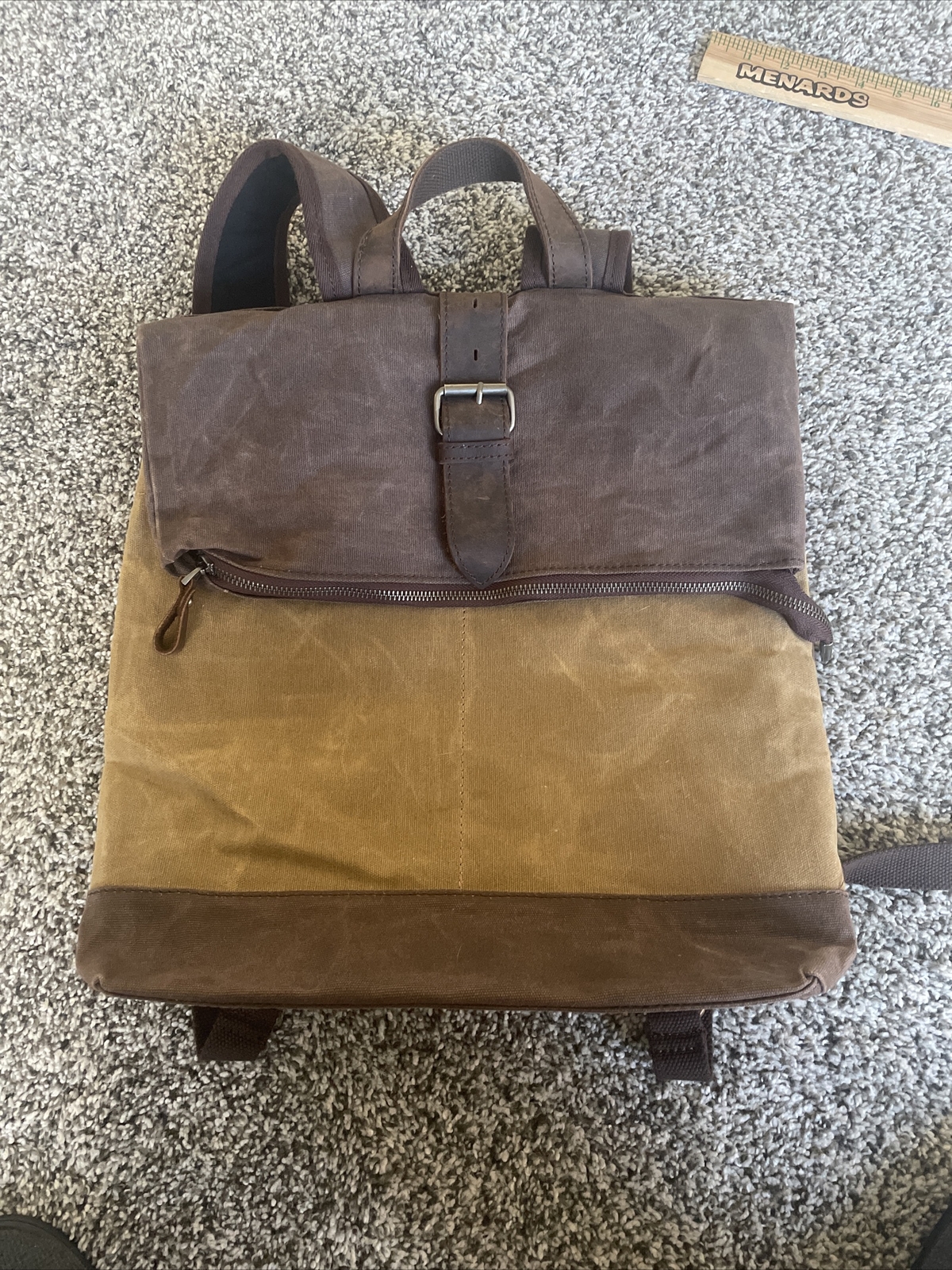 Waxed Canvas Backpack Wax Leather Travel Vintage Type Bag Roll Top | eBay