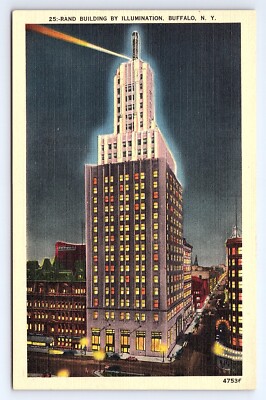 Postcard Rand Building Buffalo New York by Illumination Night View NY ...