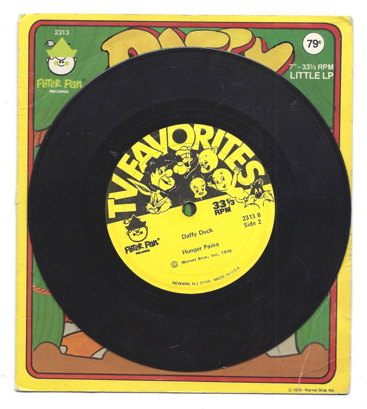 1976 Peter Pan Records Daffy Duck #2313 7 Inch 33 1/3 RPM Hunger Pains ...