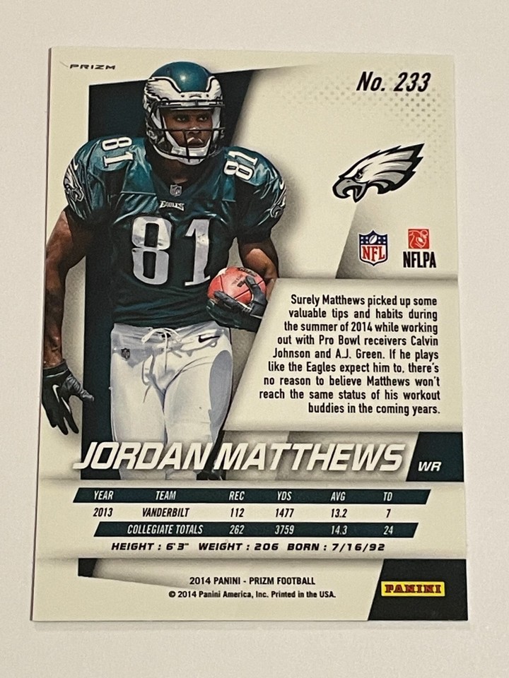 2014 Prizm Football Silver Prizm #233 - Jordan Matthews RC ...