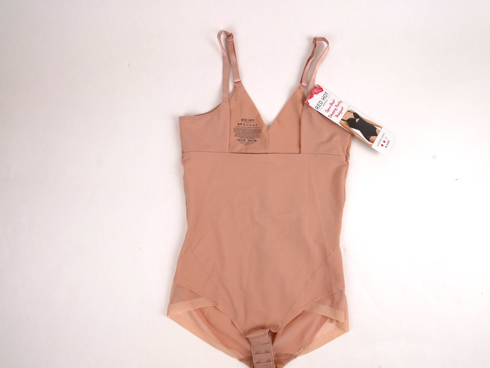 Spanx Red Hot Open Bust Panty Bodysuit Size Small Color Pink Sand HTF ...