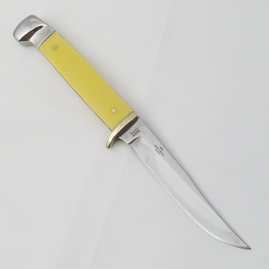 Rough Ryder Small Hunter Knife Yellow Fixed Blade + Sheath | eBay