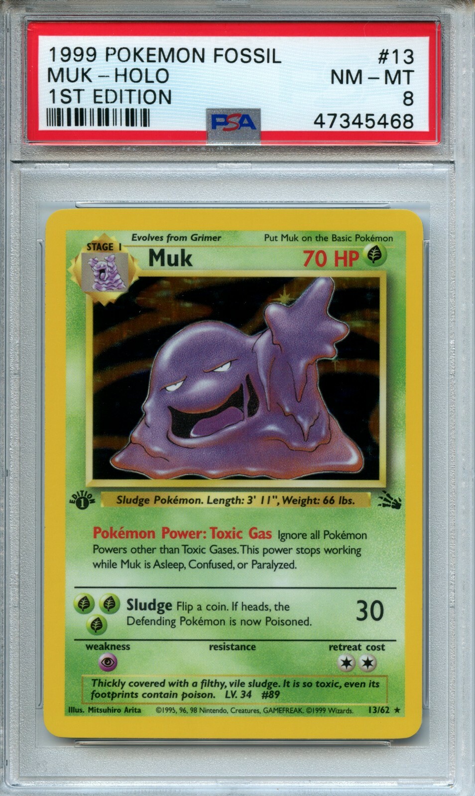 Pokemon Fossil Muk 13/62 1st Edition Holo Rare PSA 8 NM - MT | eBay