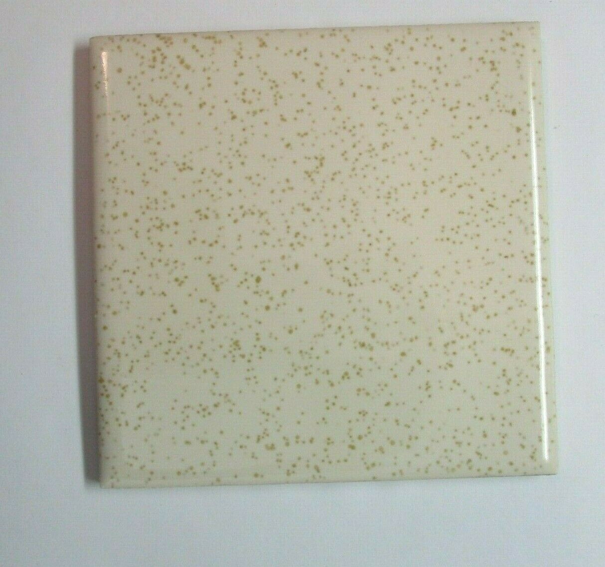 1 Wall Tile Wheeling USA 4-3/8" Sq 1960 Gloss Brown Oatmeal on Beige ...