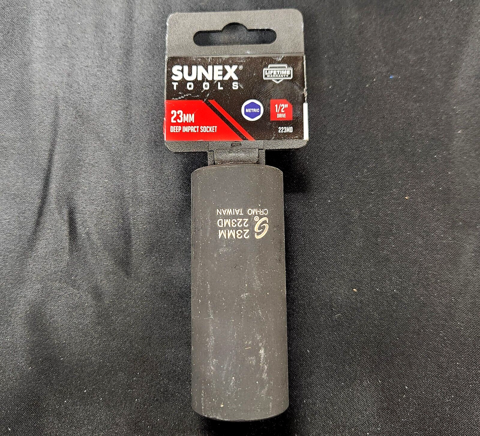 QTY 1 NEW SUNEX 223MD 1/2" DRIVE 23MM" DEEP IMPACT SOCKET 6PT BLACK ...