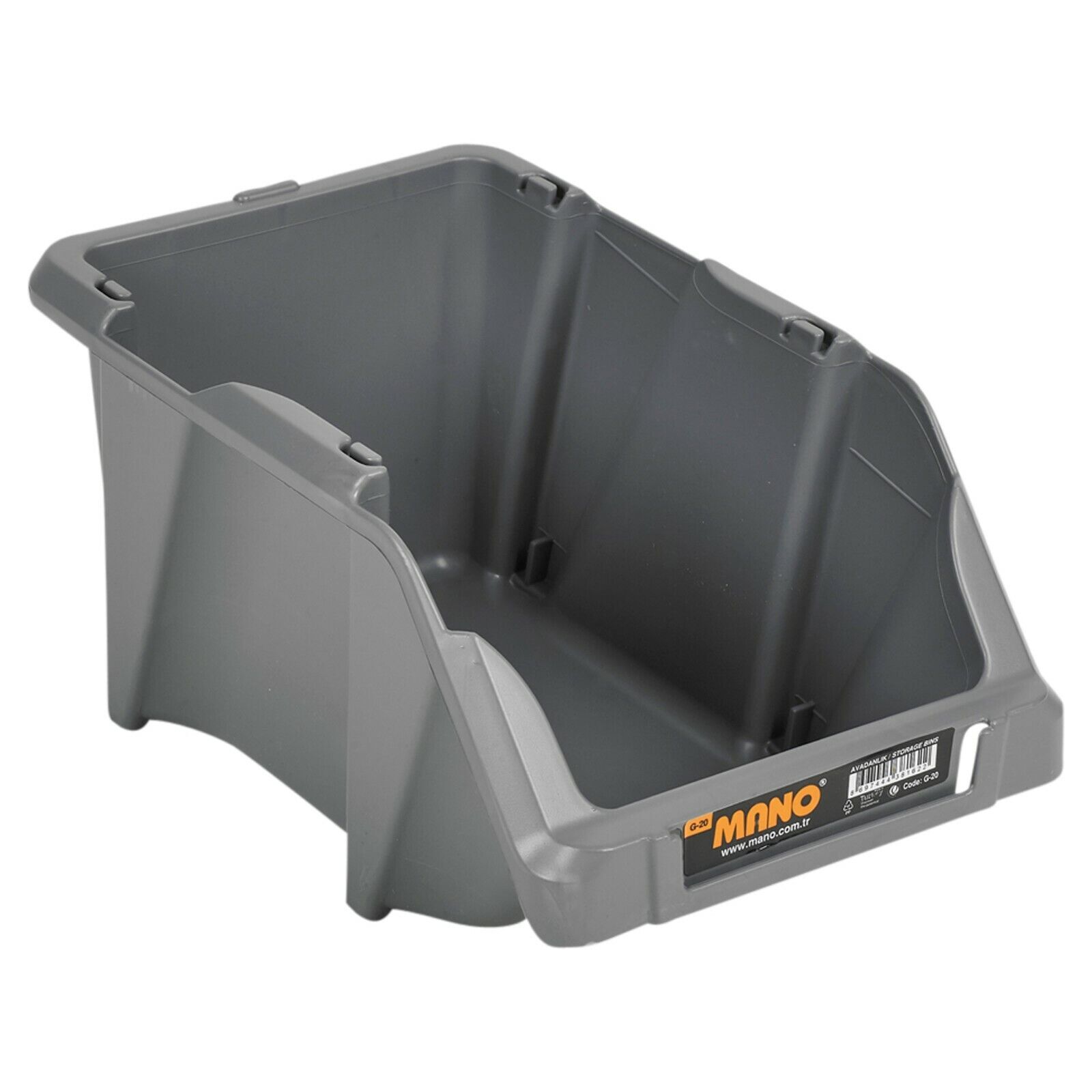 Grey Plastic Wall Mounted Stacking Storage Organiser Bins Tool DIY ...