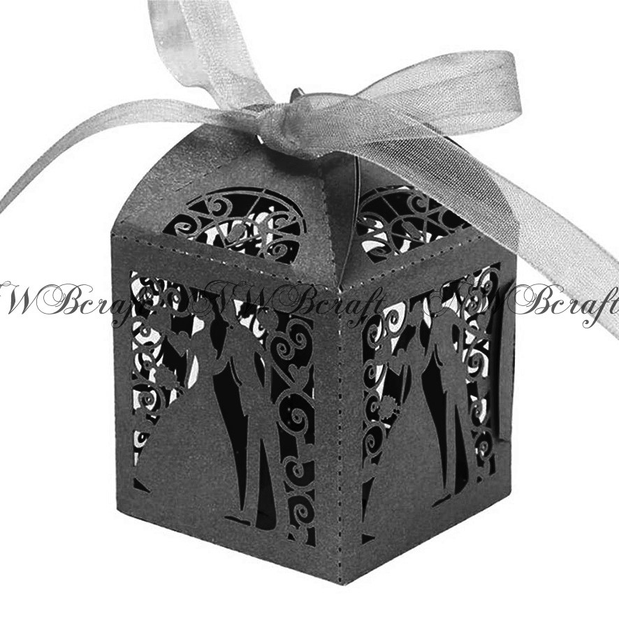 20-100 Luxury Boxes Wedding Party Favour Laser Cut Sweets Cake Candy ...